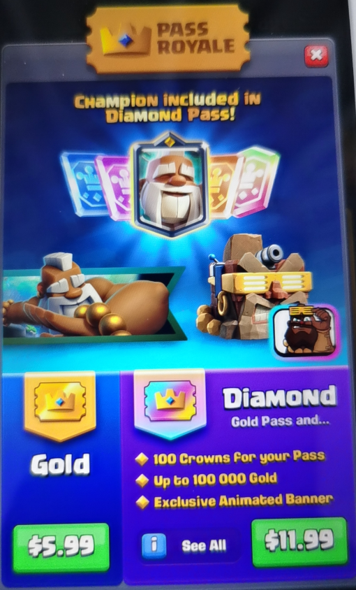 Clash Royale Top Up Pass Royale Gold via LOGIN | Clash Royale | KALEOZ