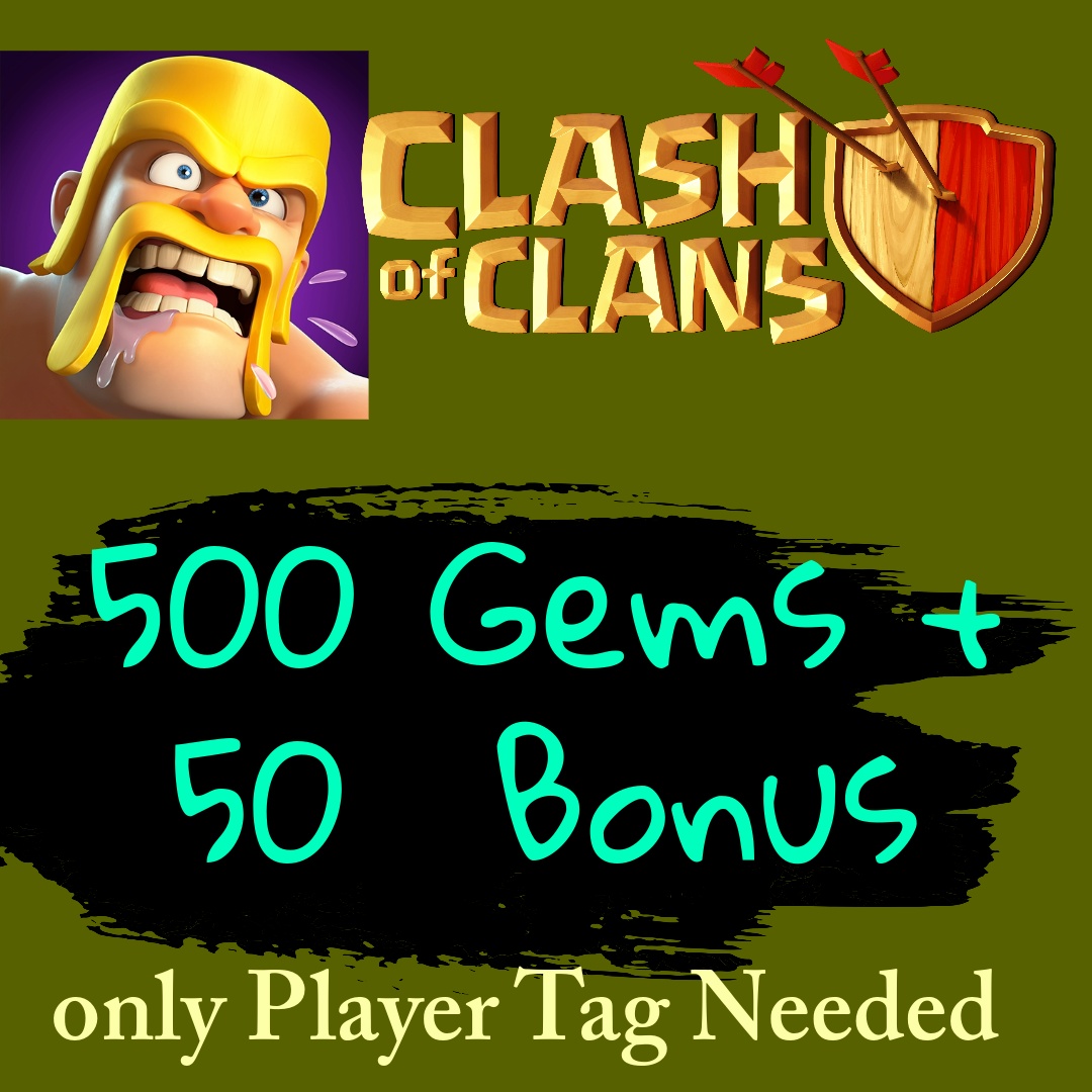 Clash of Clans COC Fast Recharge 500 Gems + 50 bonus Clash of Clans ...