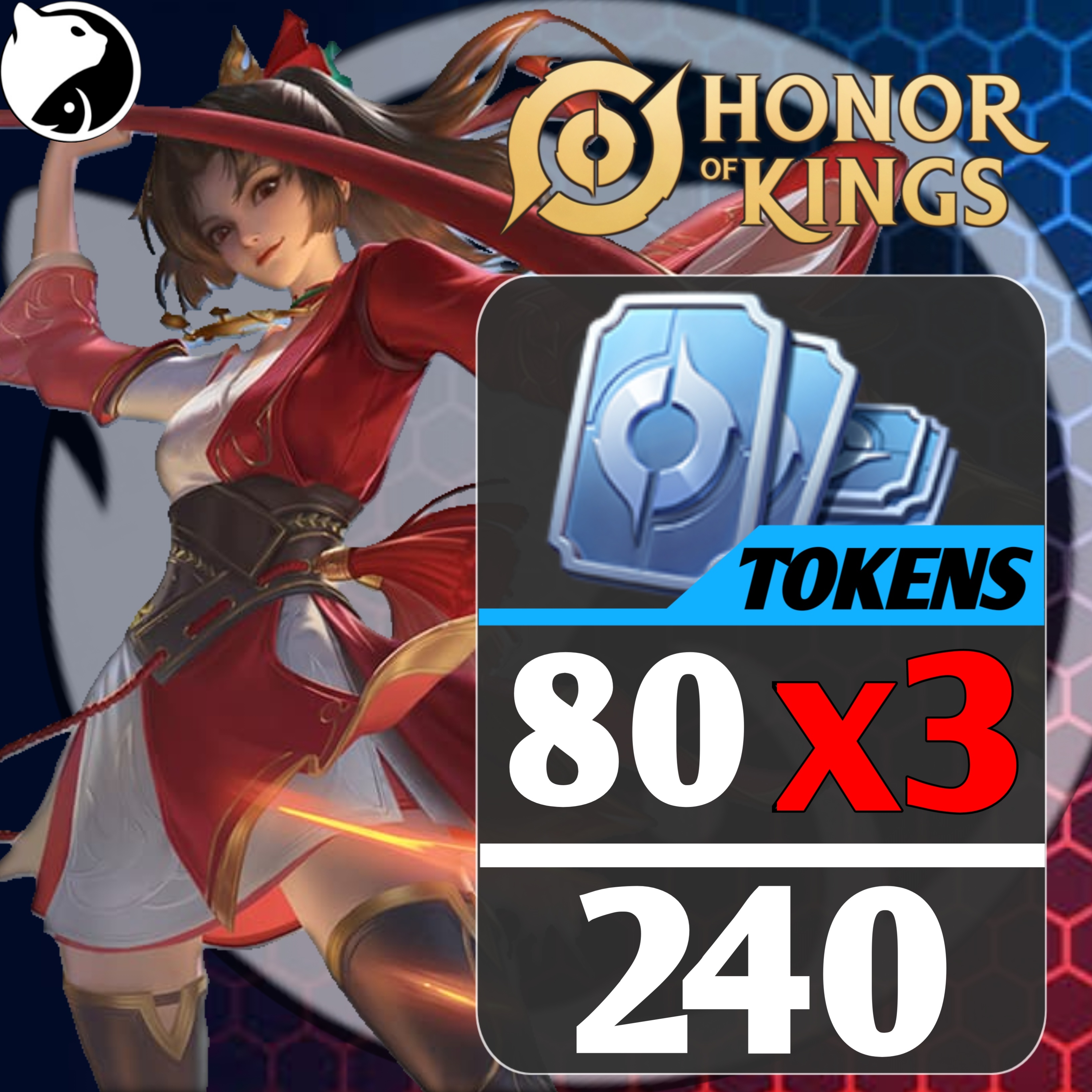 Honor of Kings FAST DELIVERY 240 Token ( 80 Token X 3 ) VIA : UID (GLOBAL) | Honor of Kings | KALEOZ