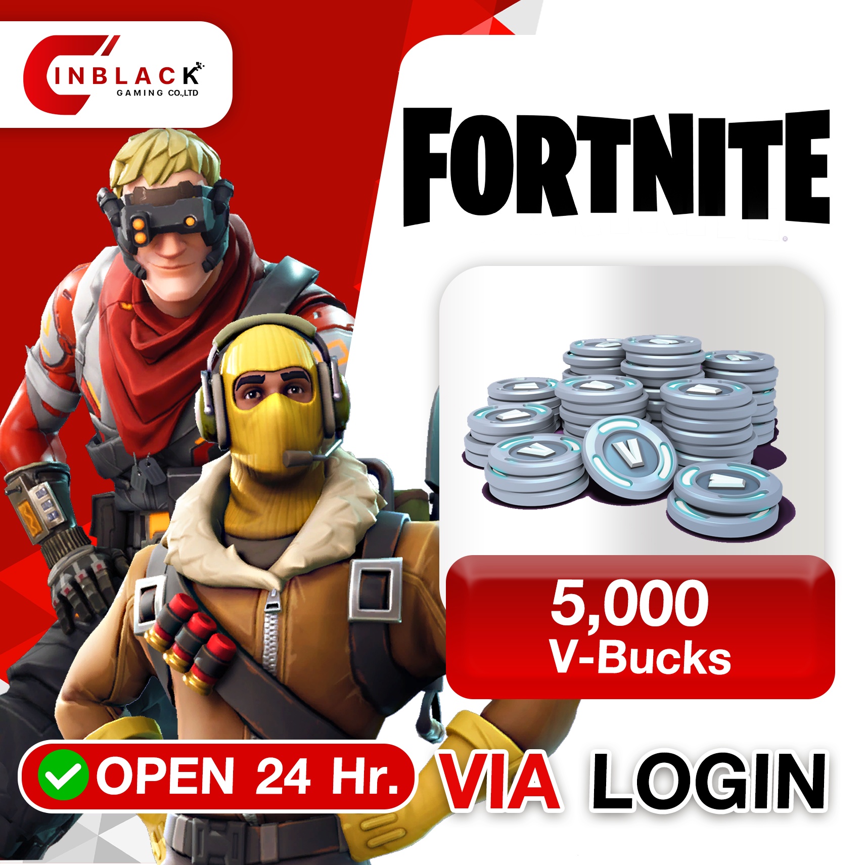 Fortnite - 5000 V-Bucks Top up Via Epic LOGIN By Inblack Open 24 hr ...